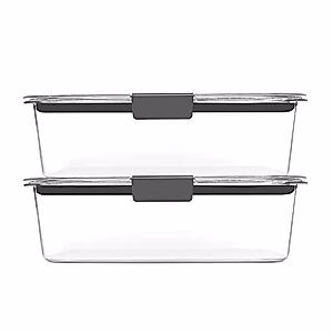 Rubbermaid Brilliance Storage 44-Piece Plastic Lids, Clear & Leak-Proof Brilliance Food Storage Set | 9.6 Cup Plastic Containers with Lids | Microwave and Dishwasher Safe, 2-Pack, Clear