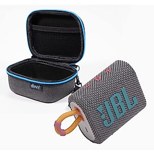 JBL GO3 Portable Bluetooth Wireless Compact Speaker Bundle with divvi! Protective Fitted Hard Case - Grey