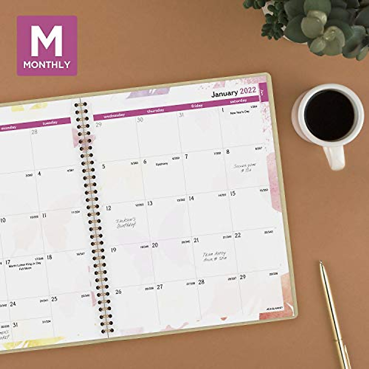 2022 Weekly & Monthly Planner by AT-A-GLANCE, 8-1/2" x 11", Large, Recycled, Watercolors (791-905G)