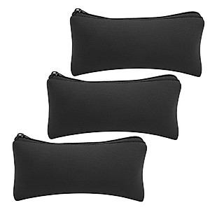 Alomejor 3pcs Pen Bag Pencil Case Soft Neoprene Waterproof Storage Bag for Camping Climbing Traveling wearable Pen Bag (black)