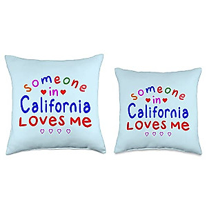 Someone in California Loves Me Gift Someone in California Loves Me Kids Boys Girls Throw Pillow, 18x18, Multicolor