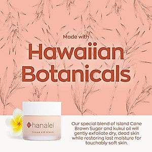 Vegan and Cruelty-Free Sugar Lip Scrub Exfoliator by Hanalei – Made with Hawaiian Cane Sugar, Kukui Oil, and Shea Butter to Exfoliate, Smooth, and Brighten Lips Made in the USA (22 g)