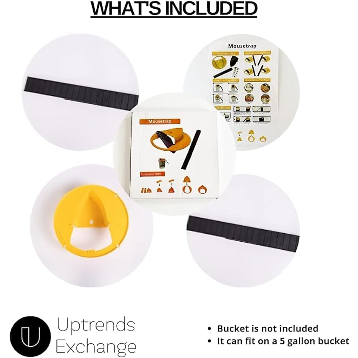 MGVDSES Mice Mouse Trap Bucket Flip Lid,Mouse Trap Bucket Indoor Outdoor,Humane Mouse Trap,Mouse Trap Bucket Lid Auto Reset | 5 Gallon Bucket Compatible | Mouse Trap Bucket Lid (2 Pack)