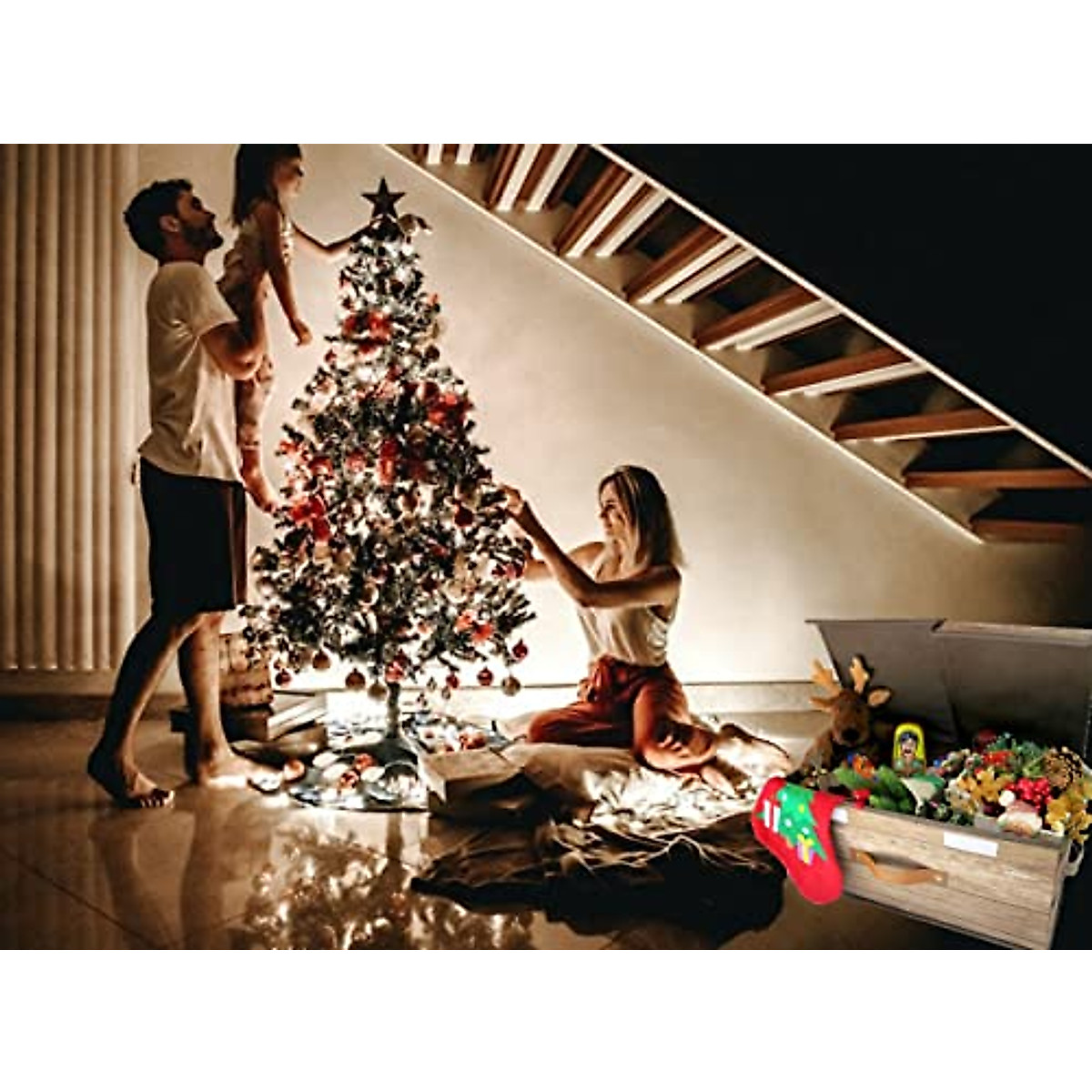 Double Compartment X-Large Collapsible Multi-Use Storage Bins with Dual Lids, Fold-up Cloth and Home Décor Dual Space Storage Caddy Box, Two Compartment Closet Chest (Pack of 2, Reclaimed Wood)