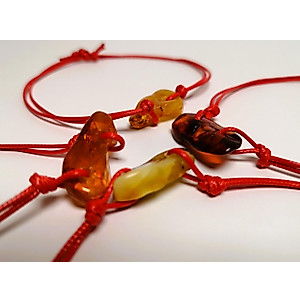 Unisex Bracelet with Unpolished Baltic Amber Stone, Handmade Gemstone Jewelry, Adjustable, wrist size 5.9-8.7 in