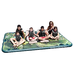 Island Hopper Lakeside Tropical Graphics Series 10ft x 6ft inflatable water platform floating dock & bouncer slide (Platform Only)