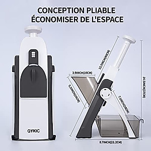 Safe Mandoline Slicer for Kitchen, 5 In-1 Vegetable Chopper, Easy Potato Slicer French Fry Cutter, Julienne + Dicer, Veggie Food Chopper, Kitchen Chopping Artifact (Gray)