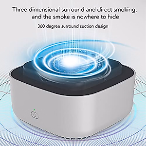 Negative Ion Air Fresher, Smokeless Ashtray One Button Operation Air Suction Structure Portable for Family (Grey)