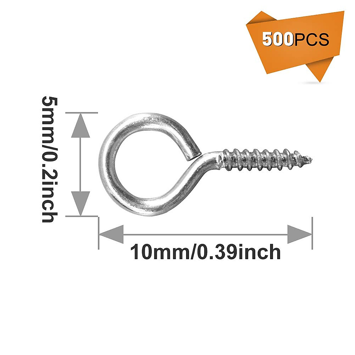500Pcs Screw Eyes Pins,5 x 10mm Eye Shape Screw Hooks Metal Hoop Peg Small Screw Screw-in Eye Bolts for Workplace Office/DIY Jewelry Making/Art Findings Resin(Sliver)
