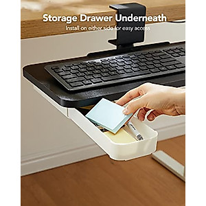 HUANUO Keyboard Tray Under Desk, 360 Rotating Keyboard Tray with Adjustable C Clamp, Ergonomic Keyboard Drawer Slide Out, No Drilling Computer Keyboard & Mouse Tray, 23.62" W x 9.84" D, Black