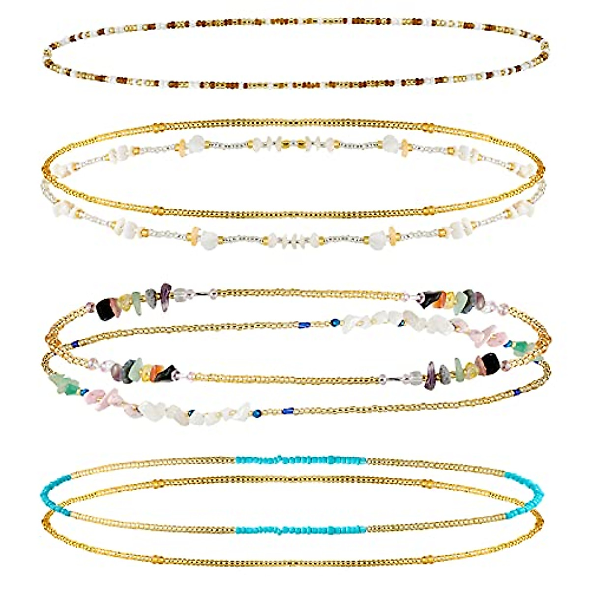 Jadive 7 Pieces Waist Beads for Women Jewelry Belly Beads Chains Colorful Summer African Beach Bikini Body Belly Chains Bohemia Body Jewelry (Stylish Style)