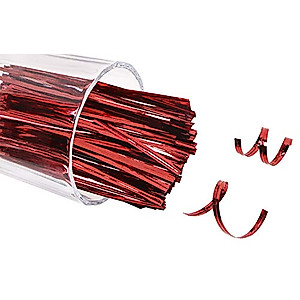 Mini Skater 6 Inches 800 Pieces Metallic Plastic Twist Ties Bag Ties for Cellophane Party Bag (800, Red)