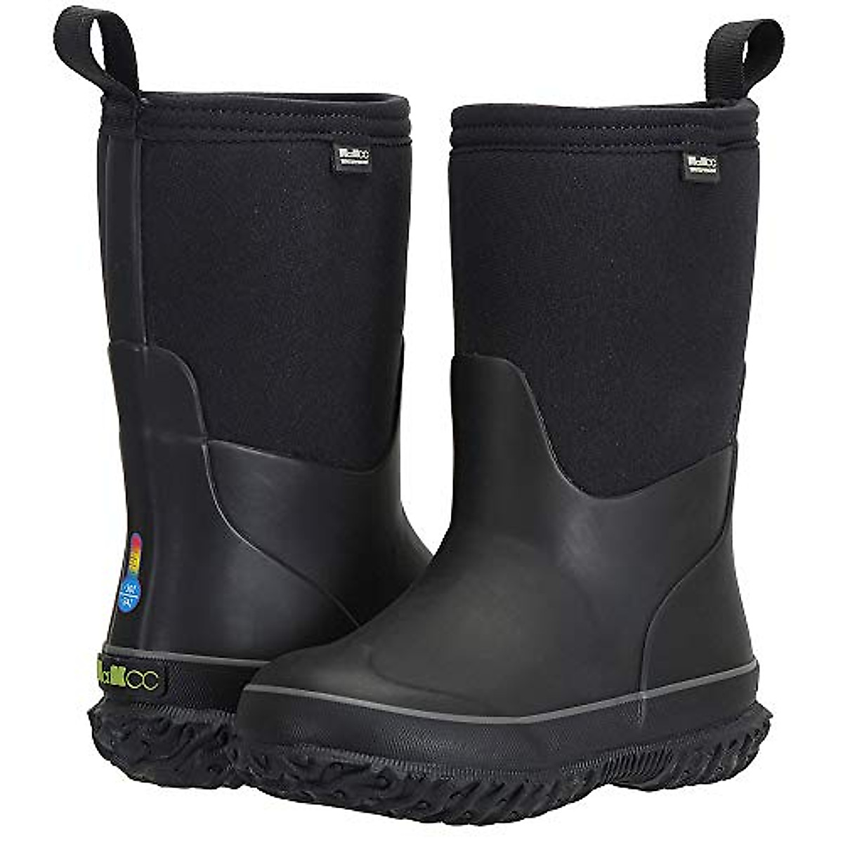 MCIKCC Unisex-Child Kids Waterproof Winter Rain Boots, Classic Youth Insulated Neoprene Rubber Boot for Toddler Boys Girls,Black,Size 6