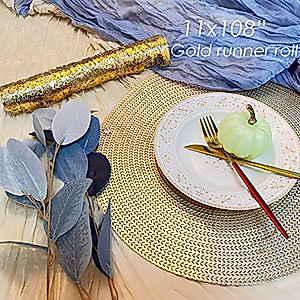 Gold Table Runner Roll - Glitter Metallic Gold Runner for Table - Sparkle Mesh Table Runner Gold- Sequin Gold Table Decor - Gold Decorations for Wedding Party, Gold Centerpieces