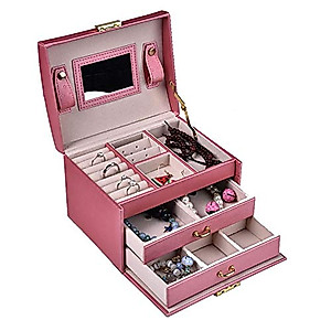 ZZYINH AN207 PU Leather Jewelry Watch Storage Box Watch Bracelet Earring Ear Stud Ring Necklace Holder Organizer Case Holder for Jeweler Small Jewelry