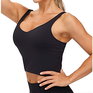 Women’s Longline Sports Bra Wirefree Padded Medium Support Yoga Bras Gym Running Workout Tank Tops (Black, XX-Large)