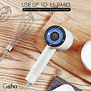 GOCHA Gadgets | Hand Whisk Electric | 3 Speed Handheld Mixer | Two Whisk Mount Baking Mixer | Cordless Electric Hand Mixer For Eggs, Soups, Cream, Batters | Portable, Wireless & Rechargeable (White)