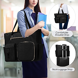 Fasrom XXL Utility Tote Bag for Women with 15.6 inches Laptop Compartment, Extra Large Teacher Bag to Hold Supplies and More, Black (Patent Design)