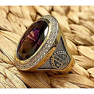 HKN1682 Designs Purple Amethyst Cubic Zirconia 14k Gold Plated Bishop Cross and Midre Ring (10)
