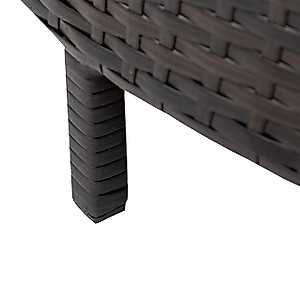 OPTOUGH 5-Piece All Weather Brown PE Rattan Wicker Half-Moon Sofa Set Outdoor Patio Sectional Furniture with Tempered Glass Table, Gray