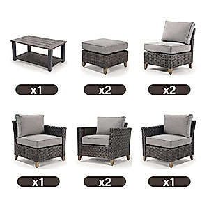 Grand patio Sofa Sets 9 Pieces Conversation Set with Coffe Table, PE Rattan Wicker Patio Furniture Sectional Sofa with Thick Cushions for Yard Garden Porch (Set for 8 Coffeetable, 9 PCS)