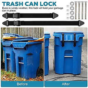 Kakalote 2pcs Trash Can Lid Lock Garbage Strap for Animals, Universal Trash Can Lock, Adjustable Outdoor Bear Proof Trash Can Strap for Various Trash Bins