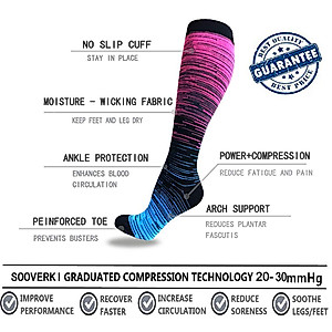 Compression Socks for Women and Men Circulation (3 Pairs) - Best for Nursing,Running,Travel Knee High Socks