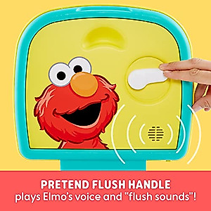 Sesame Street Elmo Hooray! 3-in-1 Potty Chair, Toilet Trainer, and Step Stool, Pretend Flush Handle, Gender Neutral Toddler Potty for Boys & Girls - Blue