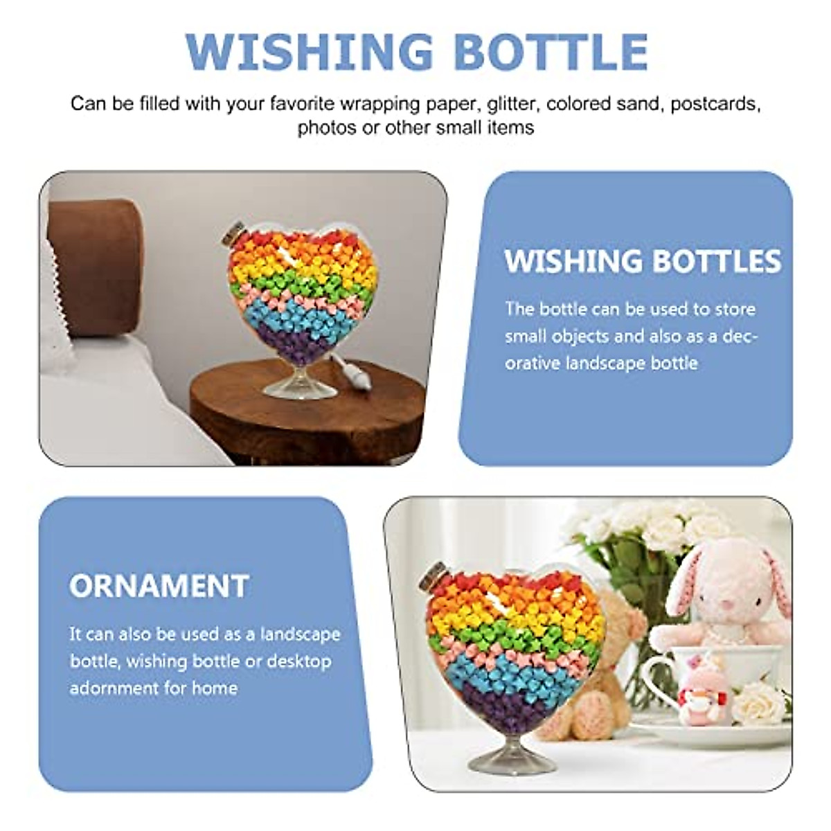 Tofficu Glass Jar Bottle with Cork Heart Shaped Wishing Bottle Plants Showing Bottle Desktop Hydroponic Plant Vase for Home Wedding Party Decoration