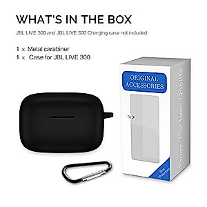 WQNIDE for JBL Live 300 Silicone Case, Premium Soft Silicone Shockproof Protective Case for JBL Live 300 True Wireless Headphone with Keychain (Black)