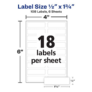 Avery No Iron Fabric Labels, 0.5” x 1.75”, Matte White, Handwrite Only, 2 Pack, 108 Labels Total (32130)