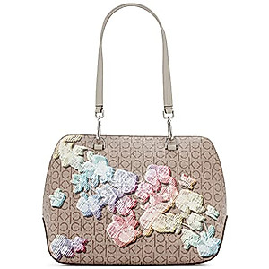 Calvin Klein Lucy Triple Compartment Tote, Almond/Taupe/Floral