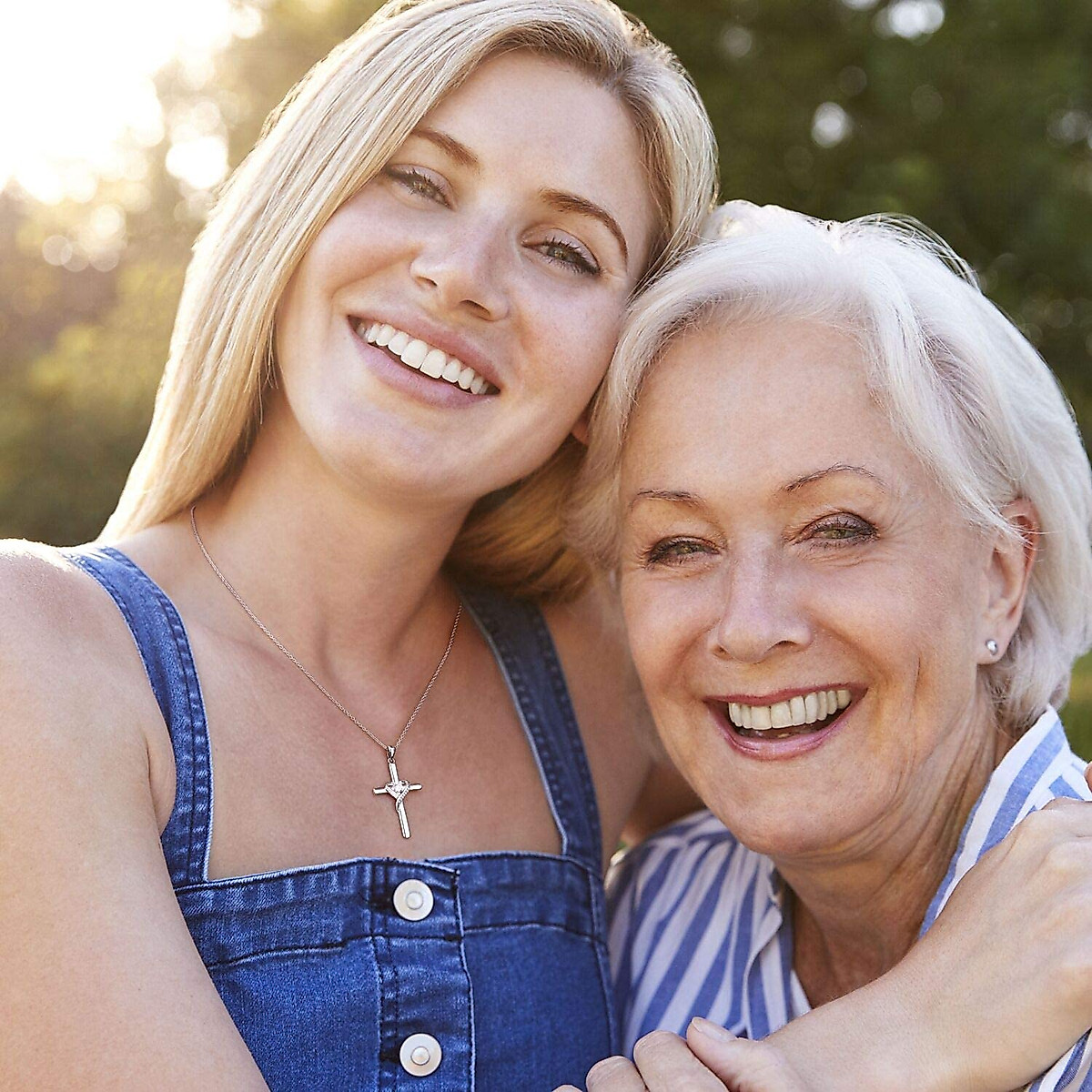 AmorAime 925 Sterling Silver Cross Necklace for Women Heart Necklaces for Mother for Festival, Vacation or Holiday