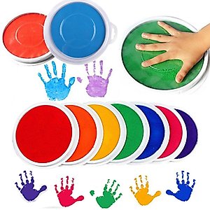 lotus.flower 8Colors Non-Toxic Washable DIY Ink Pad Stamp Finger Painting Craft Cardmaking Large Round for Kids,Wall Painting, Wedding Decoration,Art Crafts and Gifts (8PCs)