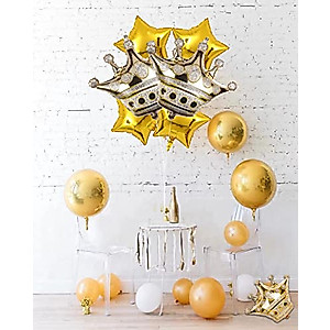 20PCS Crown Star Foil Balloons - Helium Gold Crown Birthday Halloween Christmas Party Decorations Supplies Favors(30/16/18 Inch)