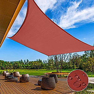 FLORALEAF Sun Shade Sail 16' X 24' Rectangular Terylene Waterproof UV Block Canopy 260GSM for Outdoor Patio Lawn Garden Backyard, Red