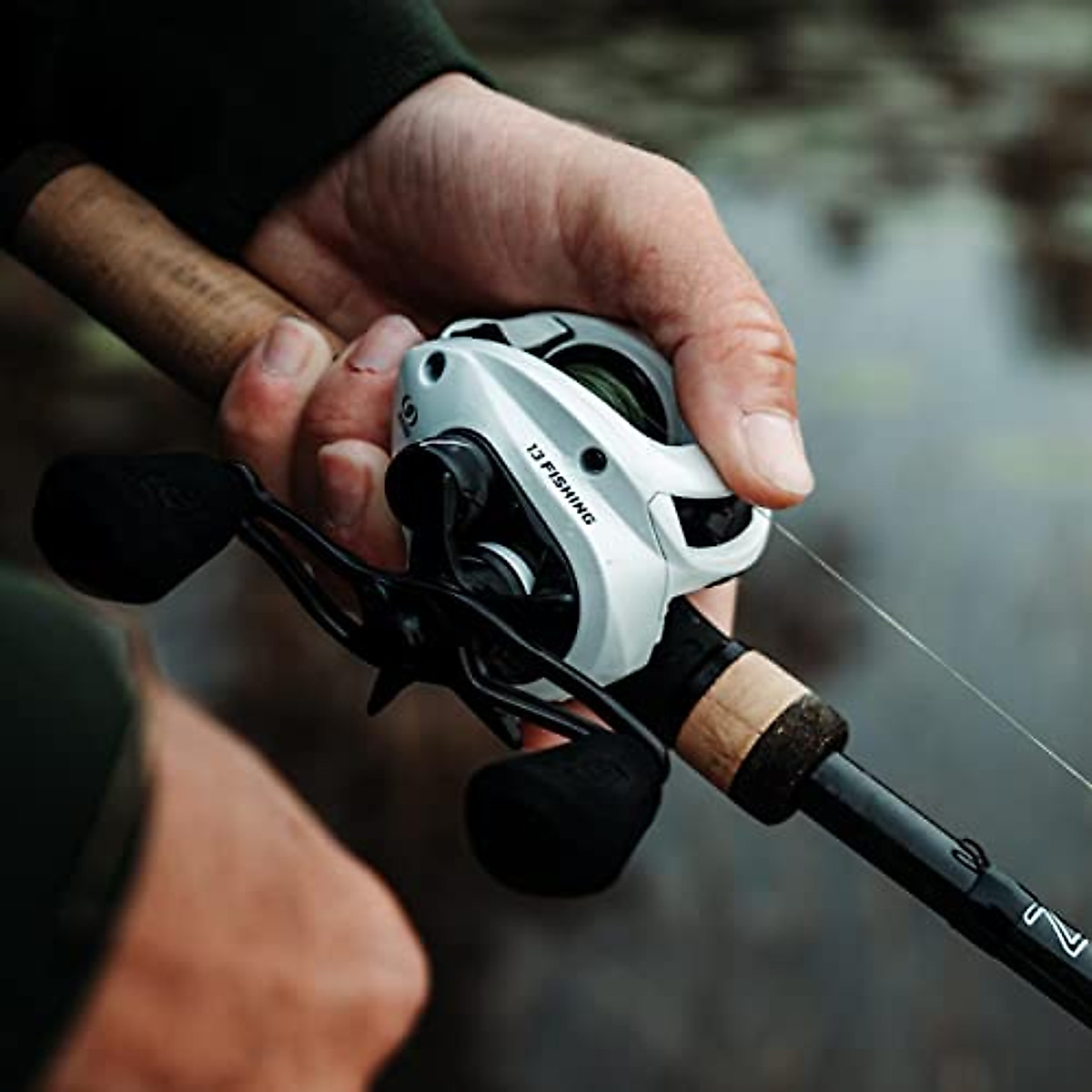 13 FISHING - Concept C2 - Low-Profile Baitcast Fishing Reel - 7.5:1 - Left Hand Retrieve (Fresh+Salt) - C2-7.5-LH, White