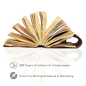 cuero Compass Vintage Leather Journal Antique Handmade Bound Journal with Deckle Edge Paper Diary Leather Sketchbook Drawing Journal Notebook Great Gift Men & Women (6X8 Inch)