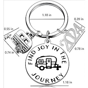 MIXJOY Camper Key Chain RV Accessories for Travel Trailers Inside Decor 2024 New Happy Camper Owner Journey Adventure Gifts Glamping Lifestyle