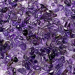 JOHOUSE Natural Amethyst Rolling Stones Amethyst Tumbled Chips Stone, 1lb(450g)/Bag, About 0.1-0.5 inch in Length