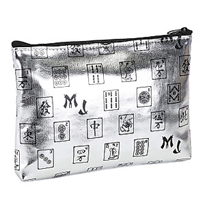 Mah Jongg Direct Silver Pattern 3-Zipper Purse, holds 2023 card, easy to clean, designer style
