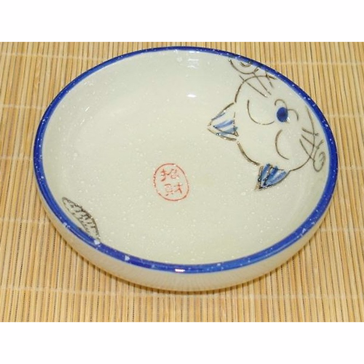 5pcs Ceramics Japanese Cat Seasoning Dishes Sushi Dipping Bowl Appetizer Plate Dessert Plate -3.5 Inch