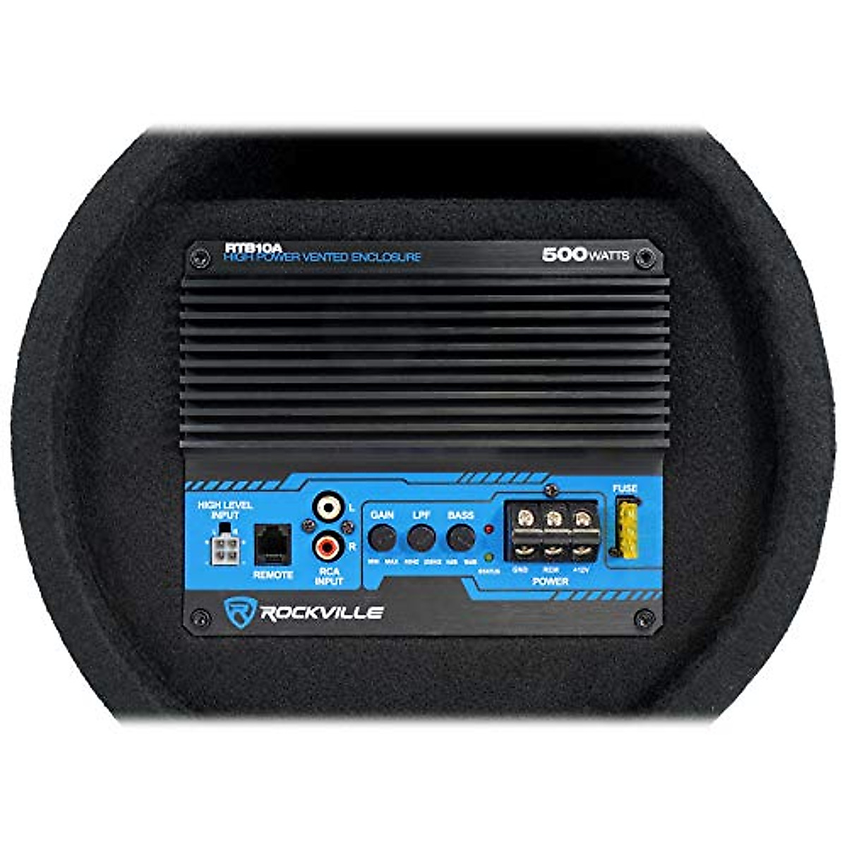 Rockville RTB10A 10" 500w Powered Subwoofer Bass Tube+Bass Remote + Amp Kit