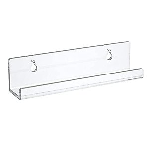 esowemsn 2 Sets of Clear Acrylic Shelves Wall Mounted Floating Display Shelves with Screws Clear Invisible Bookshelves Best for Record Storage,Picture Display,Magazine,Book,Files Organizer