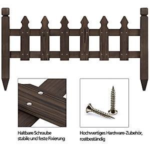 Topeakmart Wood Picket Garden Fence Edging Fencing Garden Yard Border Edging Panels Posts Flower Plants Pool Fences 177.5 x 21.7’’ (LxW)