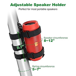 GOFORWILD Portable Speaker Mount, Waterproof Speaker Strap for Bluetooth Wireless Speakers, Compatible with Golf Cart Railing/Bike/Moto/Boat/ATV,Black