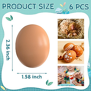 YunKo 6Pcs Easter Eggs Wooden Brown Fake Nest Eggs for Craft Decorate Get hens to Lay Eggs Chicken Coop Accessories