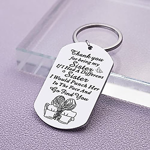 Sisters Gift from Sister Brother, Thanks for Being My Sister Keychain Womens Teen Girls Stocking Stuffer for Women Girls to My Sister Sister Gift Big Little Sister Soul Sister Gift Christmas Birthday