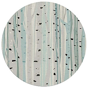 Green Grey Chair Mat Office Protector for Hardwood Floors Dense Tree Formation White Fall Birch Trees Anti-Slip Floor Protection Mat Multi-Purpose Chair Carpet for Desk Forest Diameter 35.4 in