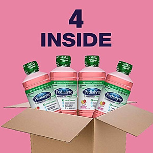 Pedialyte AdvancedCare Electrolyte Solution, 1 Liter, 4 Count, with PreActiv Prebiotics, Hydration Drink, Strawberry Lemonade